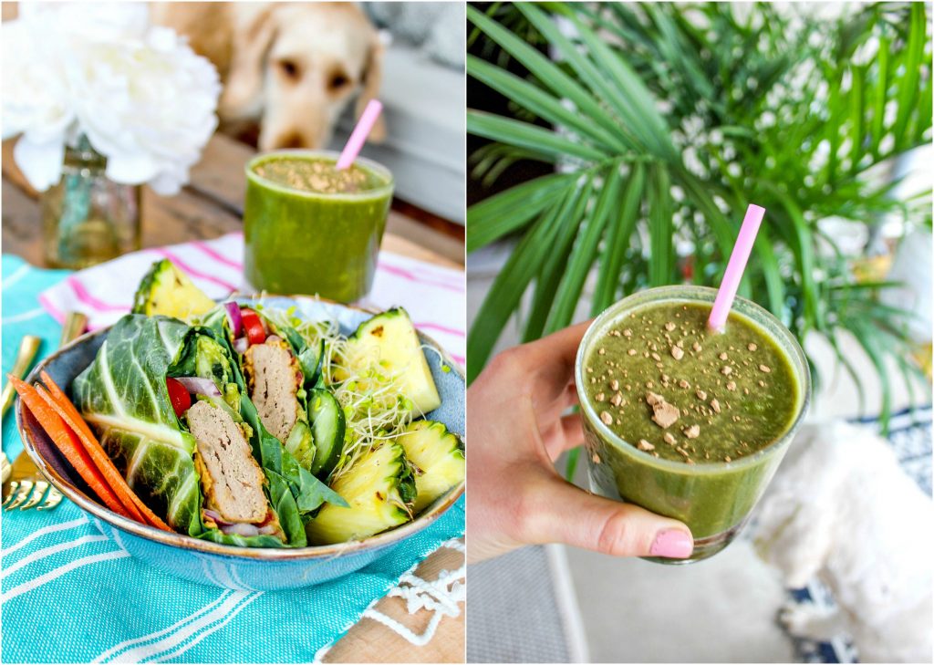 Collard Green Turkey Wraps & Wheatgrass Smoothie!