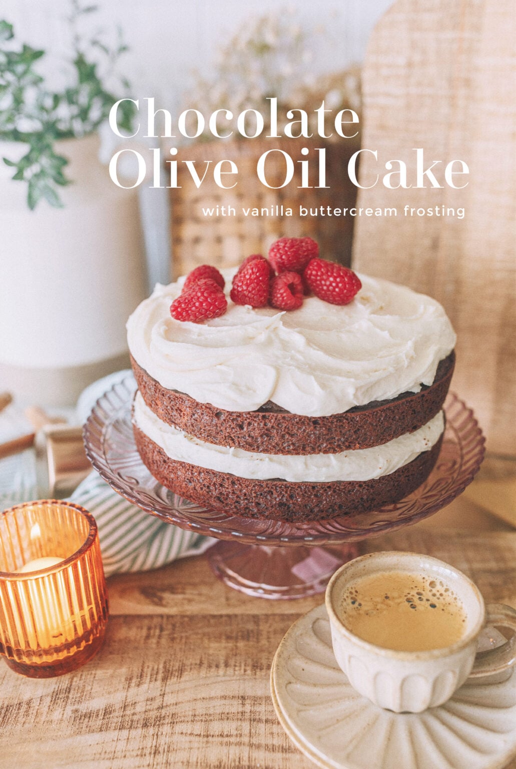 Lemon Olive Oil Cake with Whipped Cream Cheese Frosting